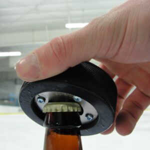 Buffalo BottleCraft USA Bottle Opener, Made from a Real Hockey Puck, American Flag, Magnetic Cap Catcher, Coaster