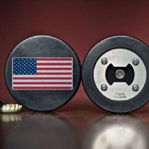 Buffalo BottleCraft USA Bottle Opener, Made from a Real Hockey Puck, American Flag, Magnetic Cap Catcher, Coaster