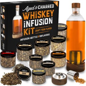 whiskey infusion kit + wood chips (bold 4-pack) - mixology-set for bartender - whisky, bourbon, vodka gift for men - diy kits for adults - bartender kit - valentine whiskey gifts for men and women