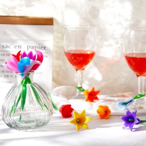 12 Pcs Floral Wine Charms Calla Lily Drink Markers Tulip Silicone Wine Marker for Identification Cocktail Martini Wine Wedding Bachelorette Party Glass Favors