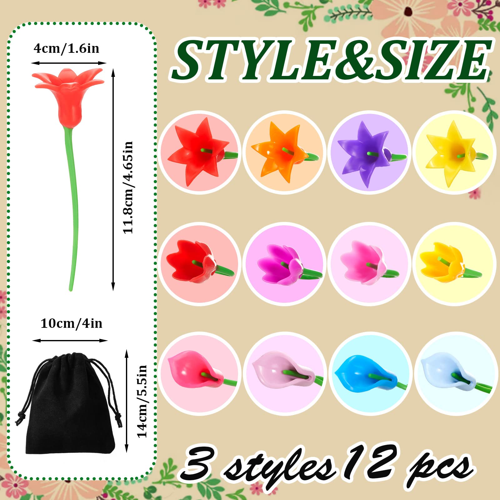 12 Pcs Floral Wine Charms Calla Lily Drink Markers Tulip Silicone Wine Marker for Identification Cocktail Martini Wine Wedding Bachelorette Party Glass Favors