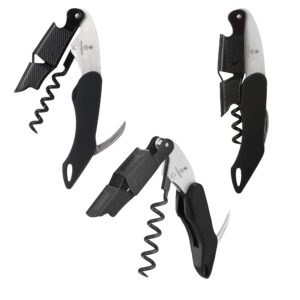 PINEAPPLE [2 Pack] Professional Corkscrew Wine Bottle Opener with Foil Cutter Wine Key for Waiters, Servers, Bartenders, Sommeliers, Wine Lovers (Black)