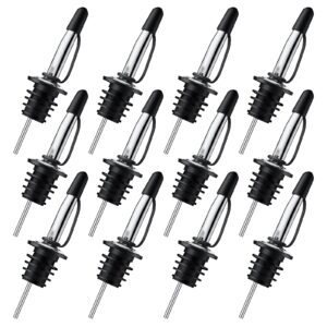 femilkt 12 pack liquor pourers stainless steel,liquor bottle pourers with stoppers,pour spouts for liquor bottles,suitable for about 3/4" bottle mouth