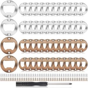 40 sets bottle opener inserts kits round diy bottle opener hardware kit diy beer opener round diy bottle opener wrench spanner with screws screwdriver for bottle opener (bronze, silver)