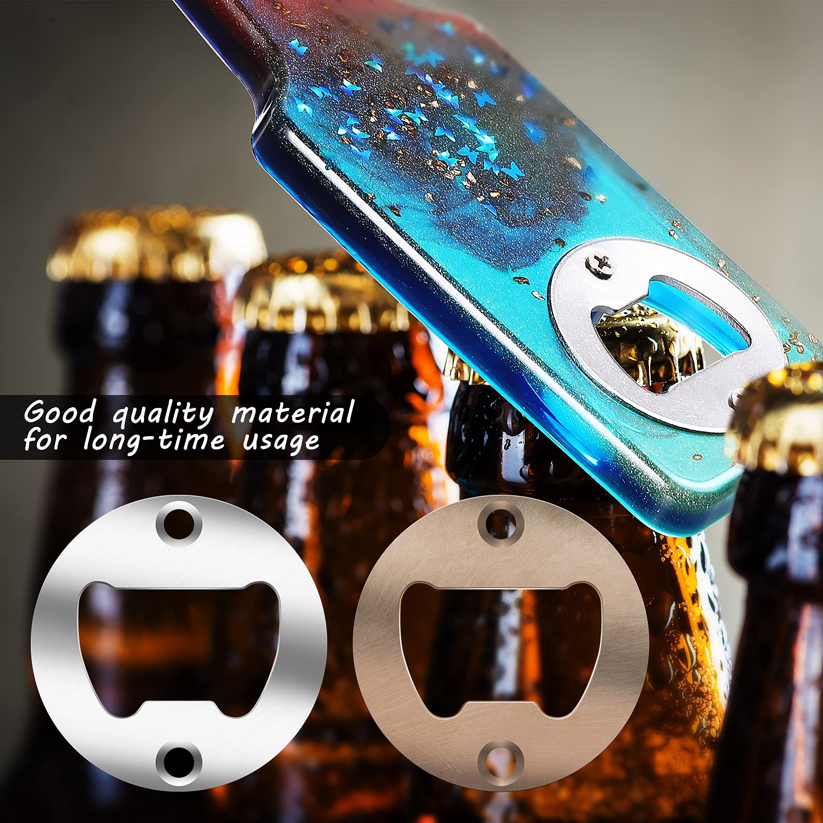 40 Sets Bottle Opener Inserts Kits Round DIY Bottle Opener Hardware Kit DIY Beer Opener Round DIY Bottle Opener Wrench Spanner with Screws Screwdriver for Bottle Opener (Bronze, Silver)