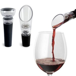 TenTen Labs Wine Aerator Pourer and Wine Pump Modern (2-pack) - Wine Stopper and Wine Saver - Modern Aerating Spout and Vacuum Stopper - Gift Box Included