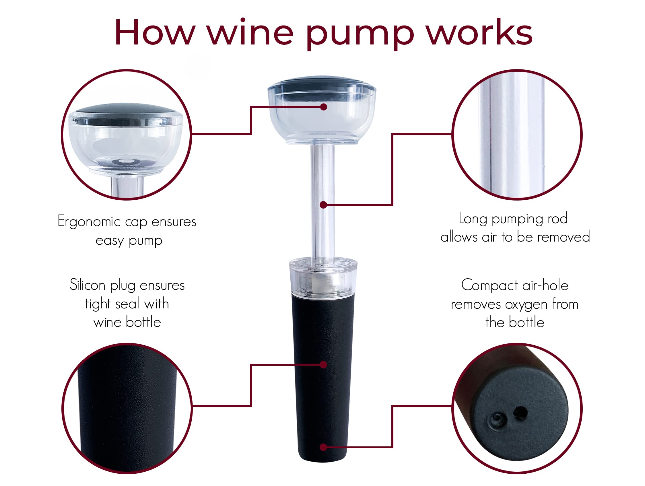 TenTen Labs Wine Aerator Pourer and Wine Pump Modern (2-pack) - Wine Stopper and Wine Saver - Modern Aerating Spout and Vacuum Stopper - Gift Box Included