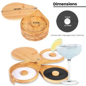 PJ DECOR Margarita Salt Rimmer Set - Salt Rimmer for Cocktails - Cocktail Rimmer - Margarita Rimmer - Margarita Cocktail Set, 3 Bamboo Bar Salt and Sugar Rimmer 5.5 Inches, Margarita Glass Rimmer