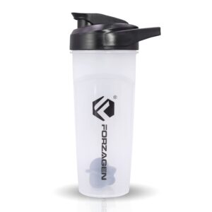 forzagen shaker bottle 20 oz - protein shaker bottle for pre & post workout drinks - classic protein mixer shaker bottle (white)