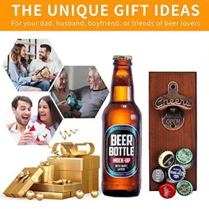 Gifts for Men Dad, Strong Magnetic Beer Bottle Opener Wall Mounted with Auto Catch, Unique Beer Gifts for Him Boyfriend Grandpa Husband Uncle, Cool Gadgets for Birthday Housewarming Presents