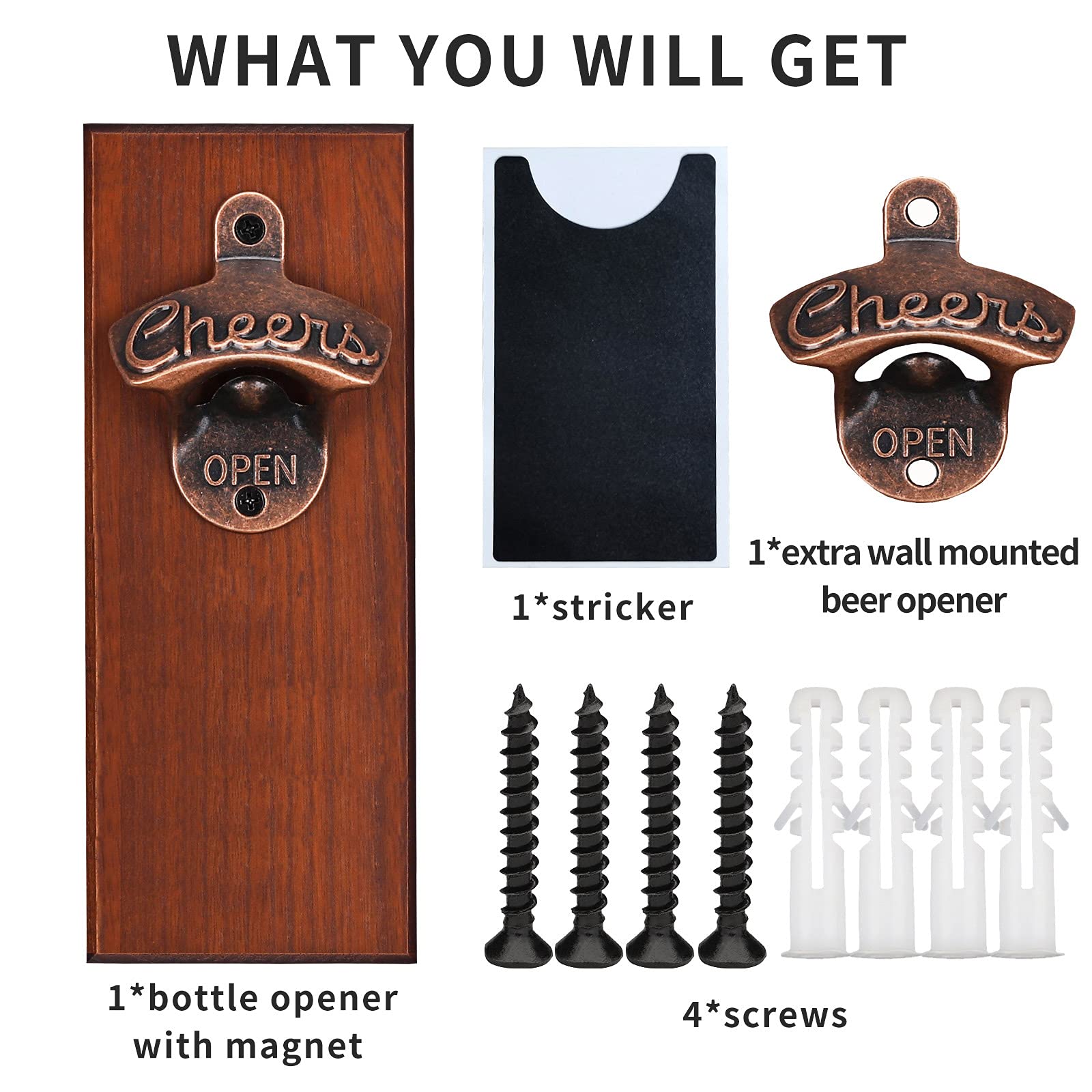 Gifts for Men Dad, Strong Magnetic Beer Bottle Opener Wall Mounted with Auto Catch, Unique Beer Gifts for Him Boyfriend Grandpa Husband Uncle, Cool Gadgets for Birthday Housewarming Presents