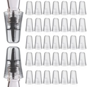 pour spout covers translucent liquor pourer covers universal bottle pour dispenser liquor bottle covers liquor bottle covers bottle cover dust for home kitchen tools supplies (clear, 36 pieces)