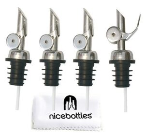 nicebottles perfect pour weighted stainless steel pourer, pack of 4