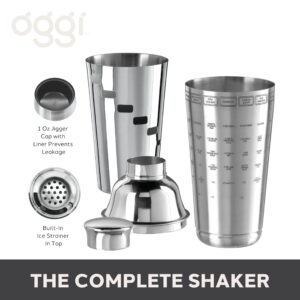 OGGI Dial A Drink Cocktail Shaker - Stainless Steel, 15 Recipes, Built in Strainer, 34 oz - The Original and Only Dial A Drink - Ideal Home Bar Drink Mixer, Bartender Kit, Essential Bar Accessories