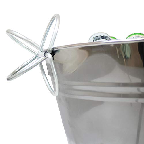 Sunnydaze Ice Bucket Drink Cooler with Stand and Tray - Stainless Steel - Holds Beer, Wine, Champagne and More