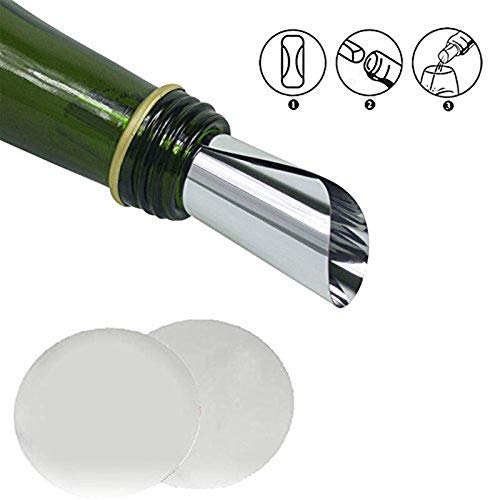 50 Packs Wine Pour Disc Drop Stop Pour Spout Cards - Thin and Reusable Pour Wine Whisky Foil Silver Drop Pouring Disks