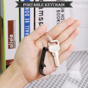 100 Pieces Aluminum Bottle Opener Keychain Pocket Small Bar Claw Beverage Keychain Ring Heavy Duty Black Beer Bottle Opener for Home Kitchen Bar Bartender Wedding Party