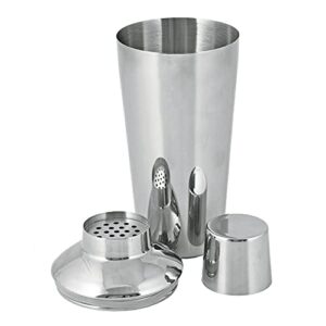 True Retro Cocktail Shaker, Stainless Steel with Strainer and Jigger for Bartending, Bar Accessories, Bartender Set, Perfect for Margarita and Liquor Drinks, 34 oz, Silver