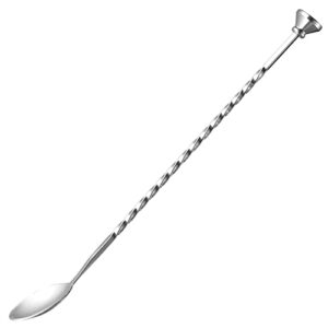 kitessensu bar spoon, 12 inches stainless steel cocktail mixing spoon with muddler, bartender bar stirring spoon for layering, stirring, crushed ice, spiral pattern