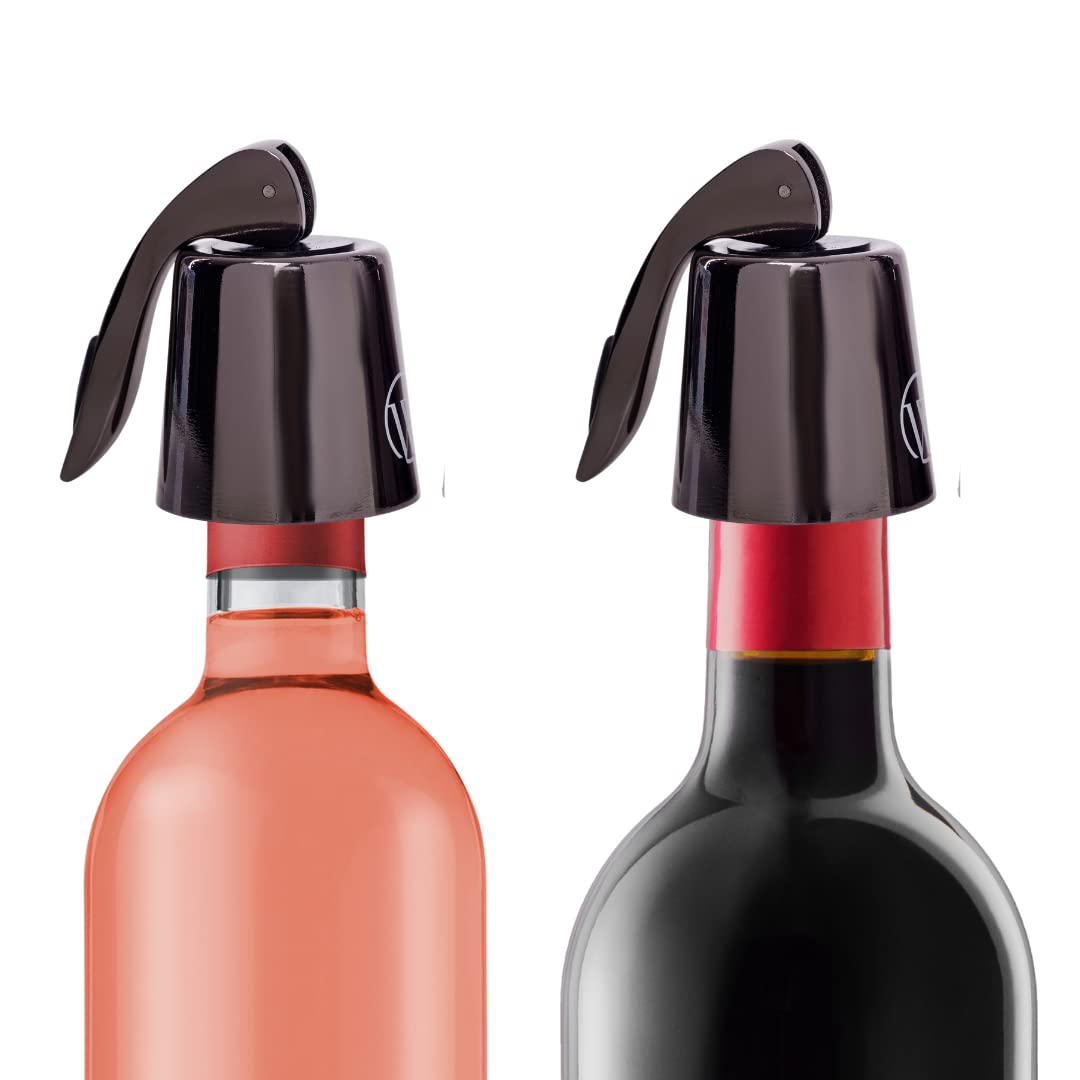 2-PACK Wine Bottle Stopper, Plug with Silicone, Wine Saver, Keeps Wine Fresh, Best Wine Gift For Wine Lovers (Black)