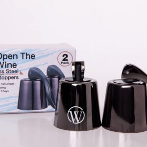 2-PACK Wine Bottle Stopper, Plug with Silicone, Wine Saver, Keeps Wine Fresh, Best Wine Gift For Wine Lovers (Black)