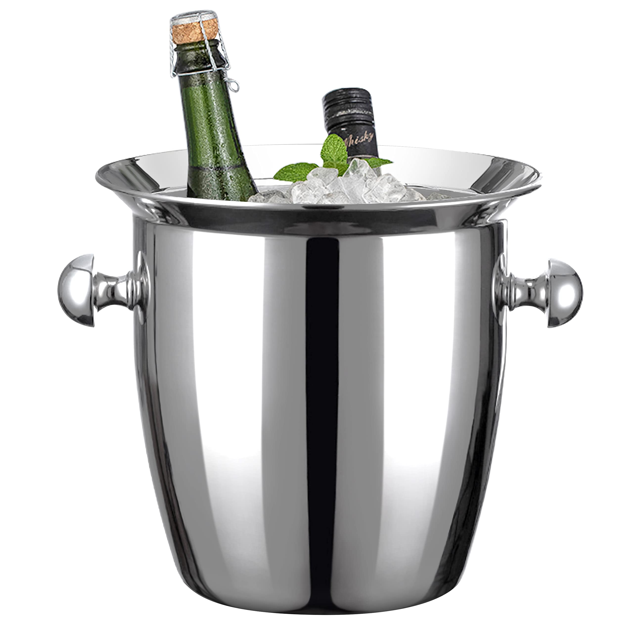 Ice Buckets - Ice Buckets For Parties, Stainless Steel Material, Well Made Champagne Bucket Keeps Ice Frozen Longer, For Christmas Party, Backyard Barbecues, Outdoor Bar Use - 4-1/2-Quart