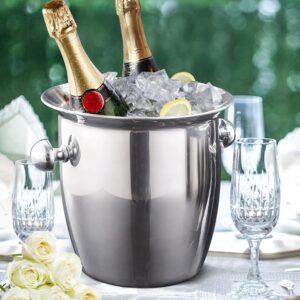 Ice Buckets - Ice Buckets For Parties, Stainless Steel Material, Well Made Champagne Bucket Keeps Ice Frozen Longer, For Christmas Party, Backyard Barbecues, Outdoor Bar Use - 4-1/2-Quart