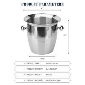 Ice Buckets - Ice Buckets For Parties, Stainless Steel Material, Well Made Champagne Bucket Keeps Ice Frozen Longer, For Christmas Party, Backyard Barbecues, Outdoor Bar Use - 4-1/2-Quart