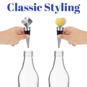 Metal Bottle Stopper Blank Stainless Steel Wine Bottle Stopper Kit Reusable Wine Saver Corks Chrome Bottle Stopper Set Hardware for Wedding Wine Party Bar Turning (16 Pieces,8 x 1.25 Thread Size)