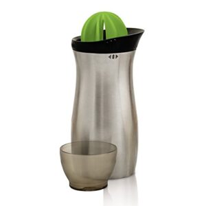 tovolo cocktail shaker stainless steel (24 oz.) - built-in citrus reamer, strainer, & jigger / gadget for bar cart, bartending, home bar, mixology, kitchen, & gifting