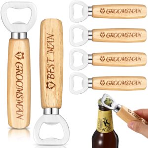 wooden bottle opener groomsmen gifts wood can opener best man gift wedding favors proposal gift bachelor party favors for kitchen bar restaurant beer (6 pcs)