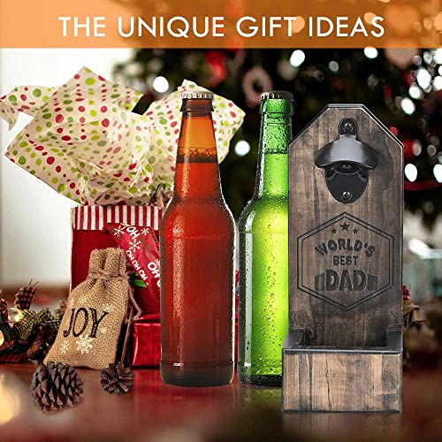 Christmas Gifts for Dad from Daughter Son, Beer Bottle Opener Wall Mounted, Unique Birthday Gifts for Dad Stepdads,New Dad Presents, Best Dad Ever Gifts