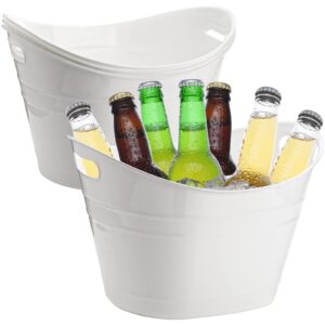 ZEAYEA 4 Pack Beverage Tub, 18L Plastic Beer Bottle Bucket with Handles, White Party Tub for Drinks, Plastic Ice Bucket for Wine Beer Bottle Cooler