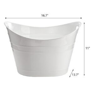 ZEAYEA 4 Pack Beverage Tub, 18L Plastic Beer Bottle Bucket with Handles, White Party Tub for Drinks, Plastic Ice Bucket for Wine Beer Bottle Cooler