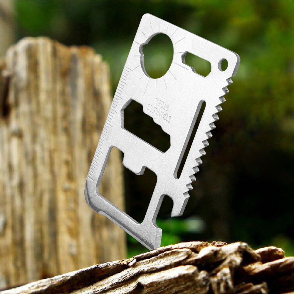 Stainless Steel 11 in 1 Beer Opener Survival Card Tool Fits Perfect in Your Wallet (10 pack)