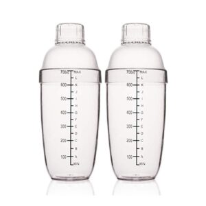 2 pcs plastic cocktail shaker,drink mixer boba tea shaker,professional bar tools set (24oz/700cc)