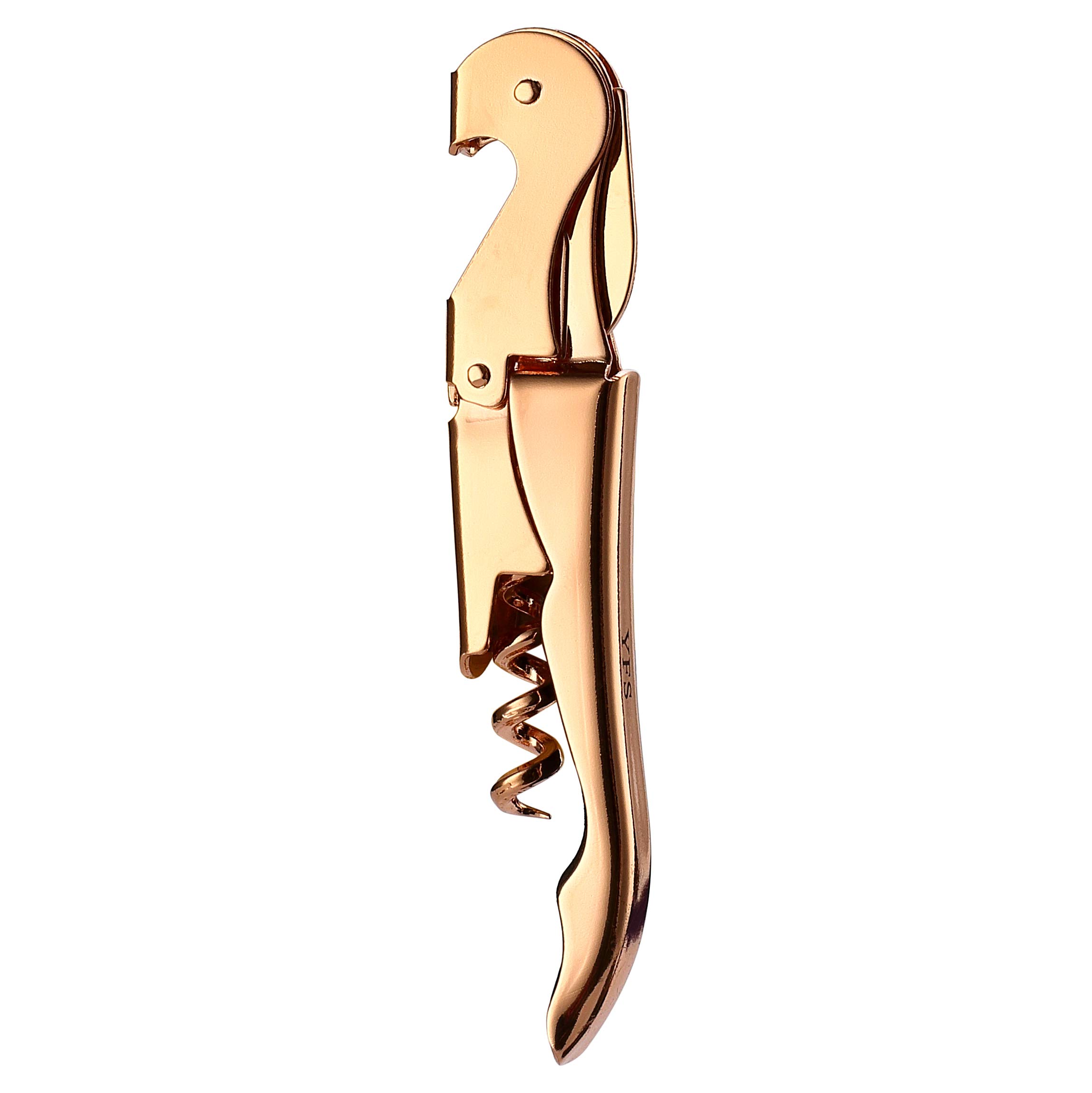 YFS Professional Waiter Corkscrew with Foil Cutter and Bottle Opener, Rose Gold Heavy Duty Wine Key for Restaurant Waiters