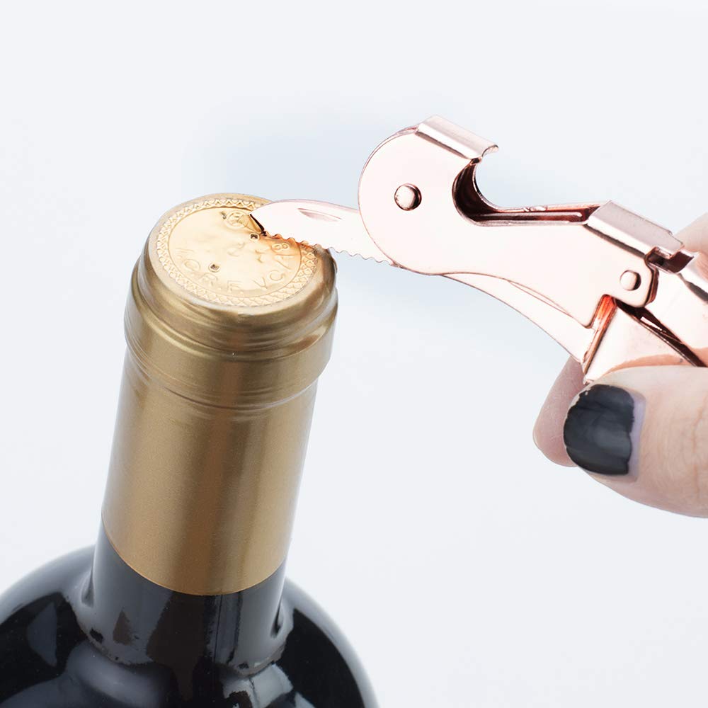 YFS Professional Waiter Corkscrew with Foil Cutter and Bottle Opener, Rose Gold Heavy Duty Wine Key for Restaurant Waiters