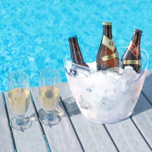 Plastic Clear Ice Bucket with Ice Scoops Clear Acrylic Ice Tub Plastic Wine Bucket Party Beverage Chiller Bin Parties Ice Bucket for Wine Champagne or Beer (6 Pieces, 4 Liters)