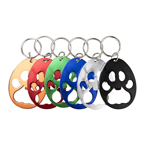 Swatom Dog Paw Keychain Bottle Opener Beer Opener Tool, Key Tag Chain Ring, 6 Piece