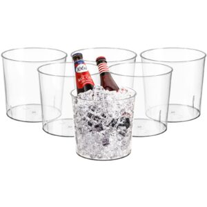 Kingrol 6 Pack Clear Flower Vases, 3 Quart Plastic Ice Buckets for Chilling Beer, Wine, Champagne, Multipurpose Buckets for Home Office, 6.5 x 6.5 x 6 Inch