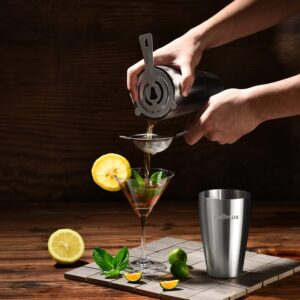 Cocktail Shaker, Martini Shaker, Drink Shaker, Cocktail Shaker Set 6 Piece, Boston Shaker, Bar Set, Cocktail Strainer, Bar Tools, Bartender Kit, Stainless Steel Double Measuring Jigger, Mixing Spoon