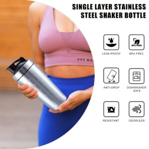 VALESKA Shaker Bottle with Wire Whisk, Protein Shaker Bottle for Protein Mixes, Stainless Steel Shaker Bottle, Metal Shaker Bottle,Large Shaker Bottle 25oz (739ml), BPA Free,Leak Proof Design