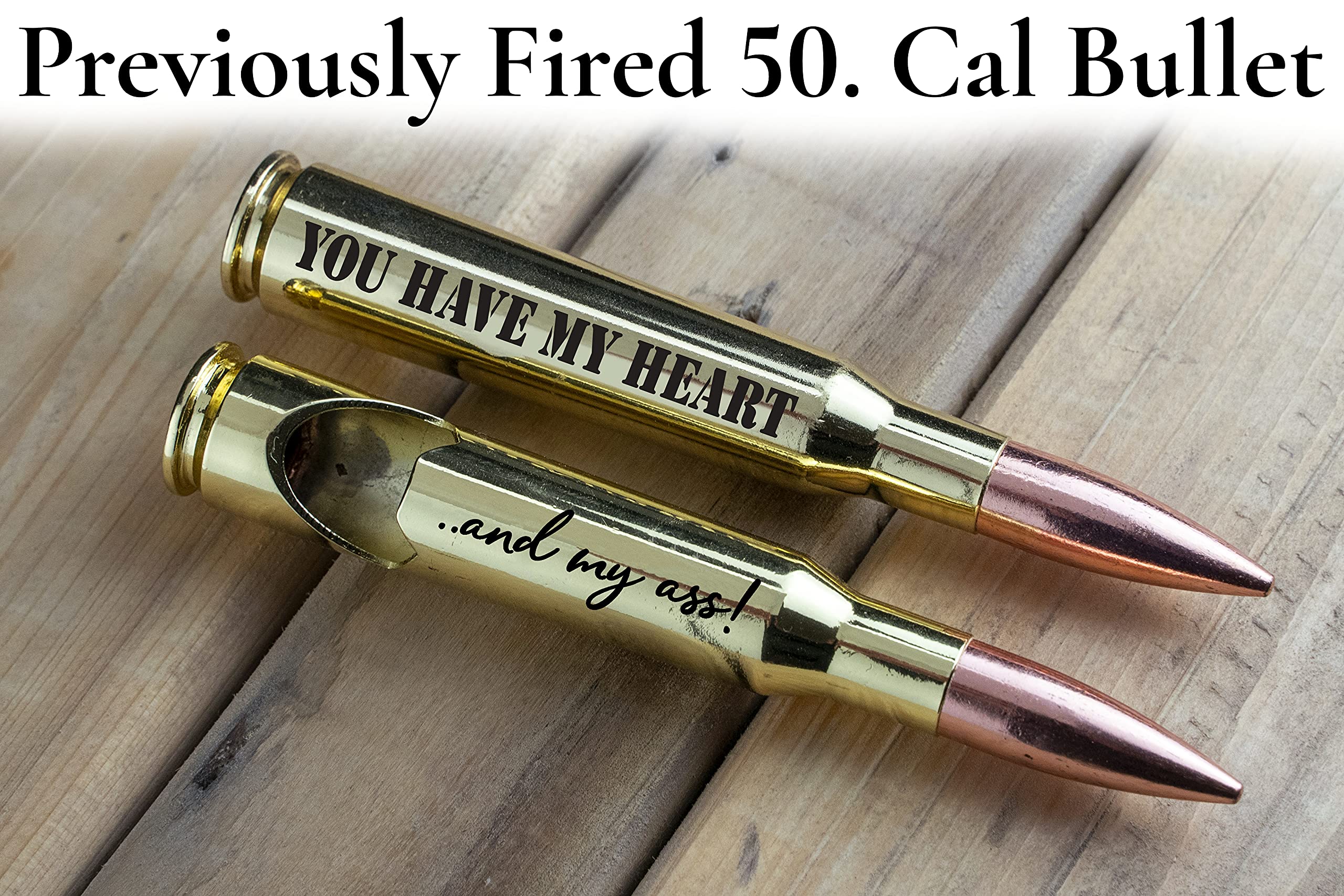 Funny Anniversary/Birthday Gifts for Boyfriend I Husband Birthday Gift - "You have my Heart and my As!" - 50 Cal Bottle Opener I Cute Couples Anniversary for Boyfriend from Girlfriend