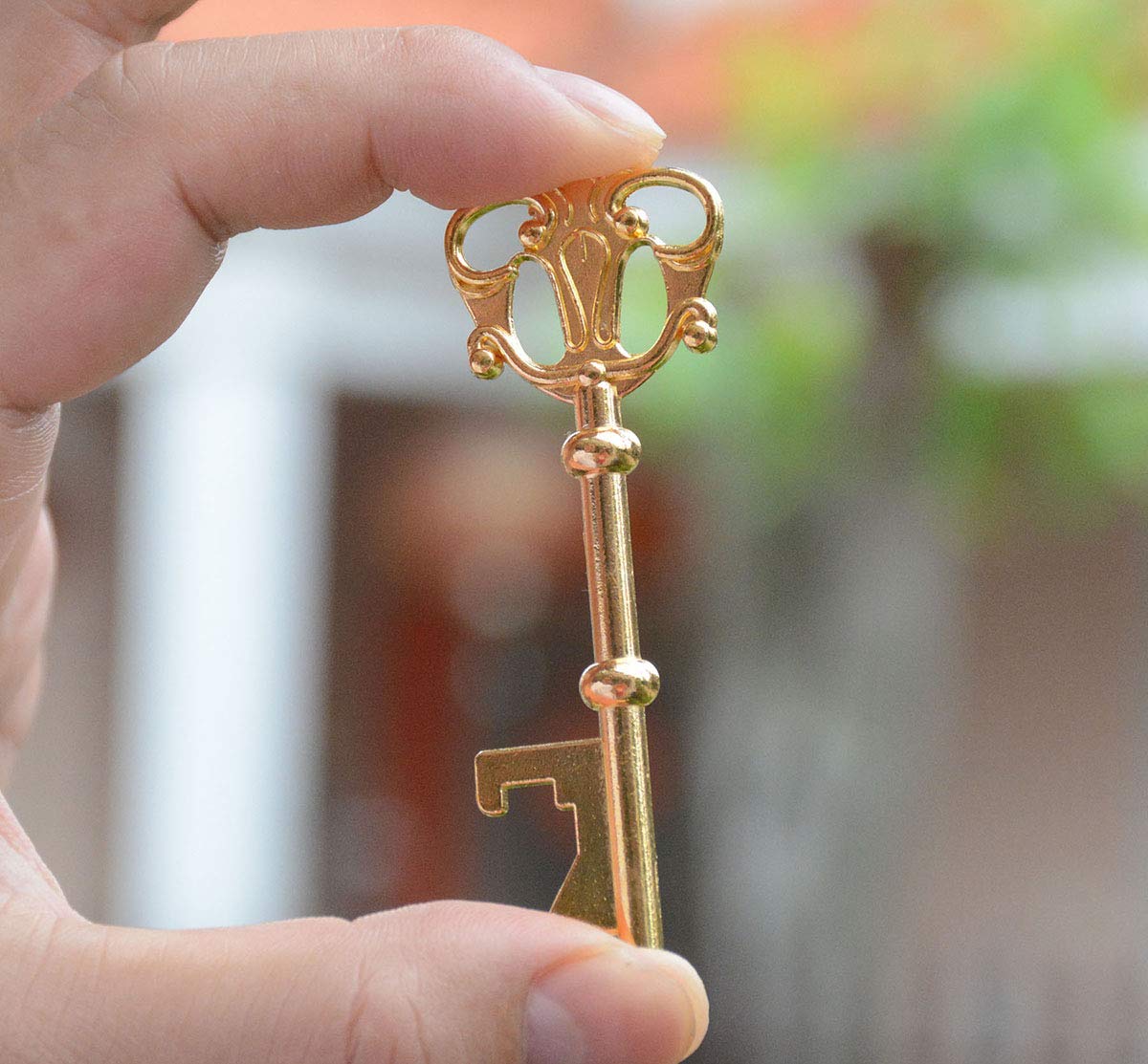 50 Pcs Gold Skeleton Key Beer Bottle Opener With 100 Pcs Thank You Card and 98 Feet Hemp Rope for Wedding Party Favors (50pcs Gold)