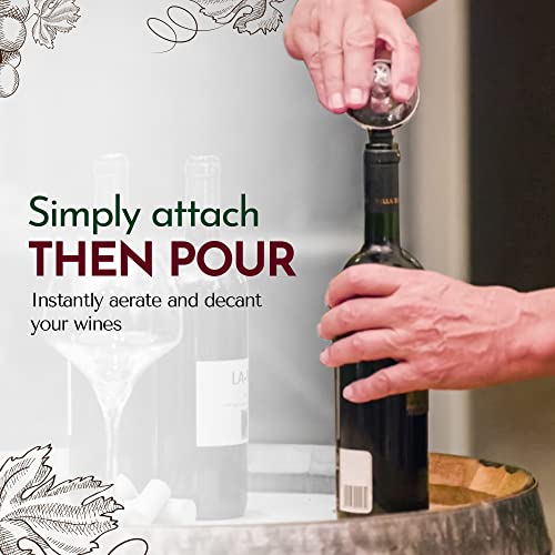 OxyTwister Wine Aerator Pourer Spout Professional Quality 2-in-1 Attaches to Any Wine Bottle for Improved Flavor, No-Drip Enhanced Bouquet Better Red Wine Aerator Christmas Men for Beverage serveware