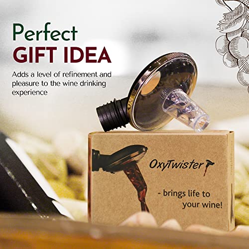 OxyTwister Wine Aerator Pourer Spout Professional Quality 2-in-1 Attaches to Any Wine Bottle for Improved Flavor, No-Drip Enhanced Bouquet Better Red Wine Aerator Christmas Men for Beverage serveware