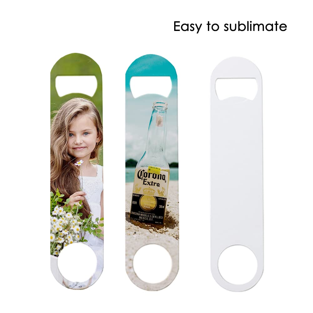 imprintfavor 12pcs set Sublimation Bottle Opener 6.97*1.58 inch Stainless Steel Beer Bottle Opener Custom Sturdy Sublimation Blank Gifts Kitchen Restaurant Bar Tool Bottle Opener Blanks (17.7*4cm)