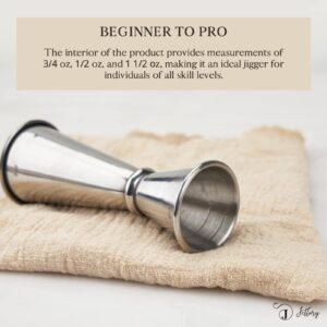 Jettory Jigger - Japanese Jigger 2oz 1oz with Measurements Inside - Cocktail Jigger - 304 Food Grade Stainless Steel Jigger for Bartending - Bar Measuring Jigger