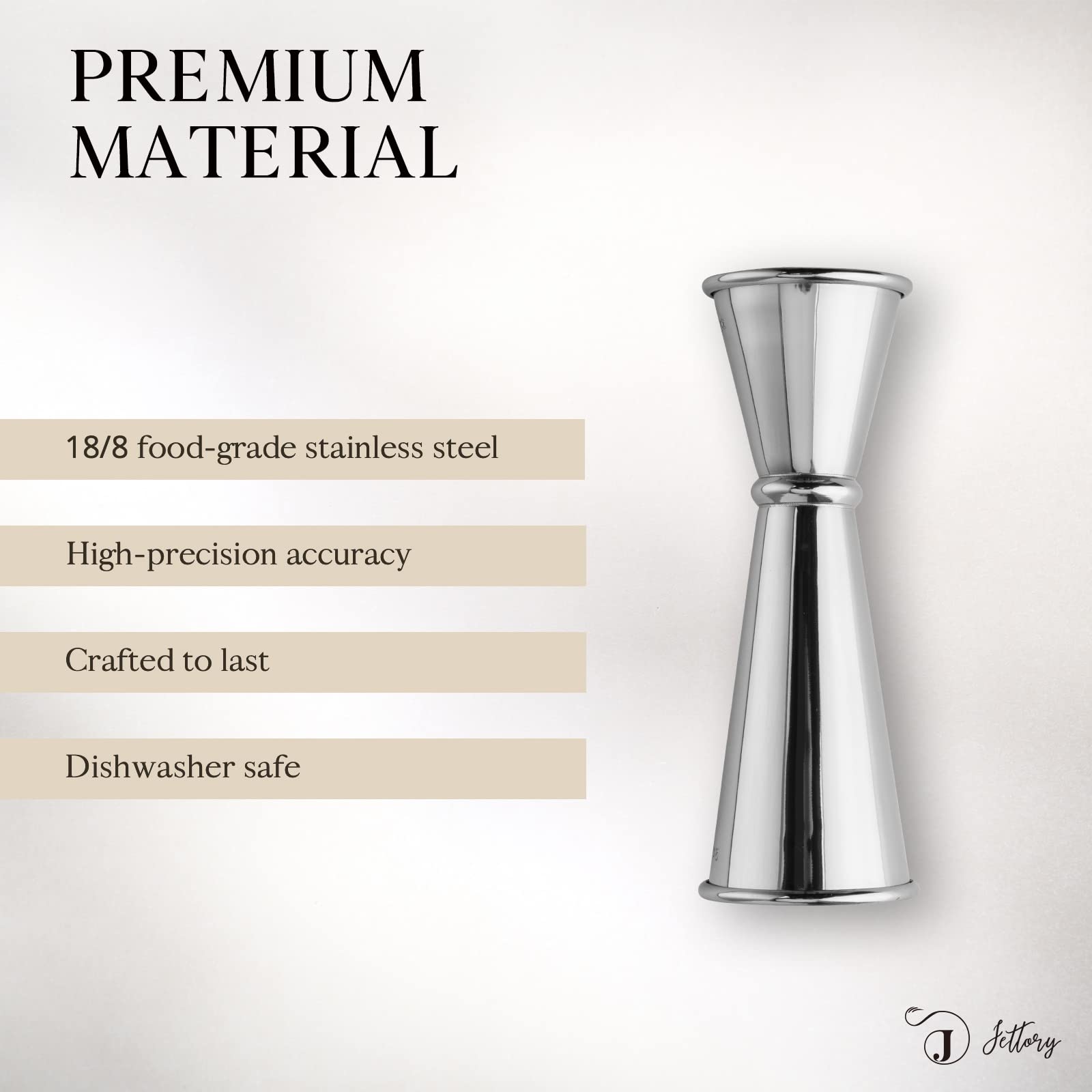 Jettory Jigger - Japanese Jigger 2oz 1oz with Measurements Inside - Cocktail Jigger - 304 Food Grade Stainless Steel Jigger for Bartending - Bar Measuring Jigger